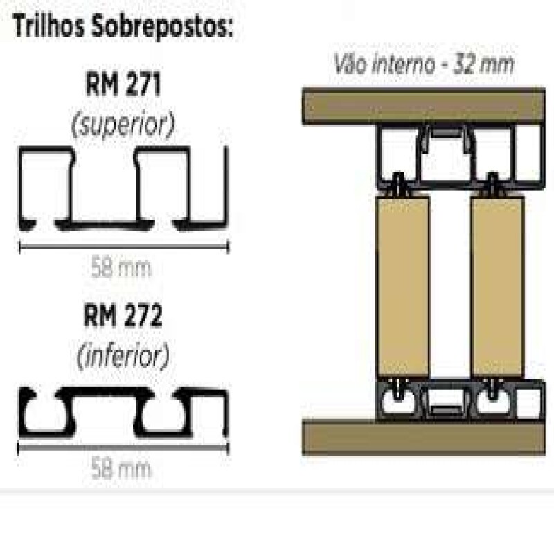 Trilho Superior RM-271 Anodizado 03 Metros Rometal