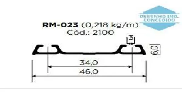 Trilho inferior RM-023 Anodizado Natural 03 Metros Rometal